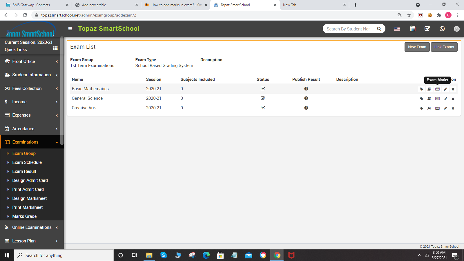 How to add marks in exam