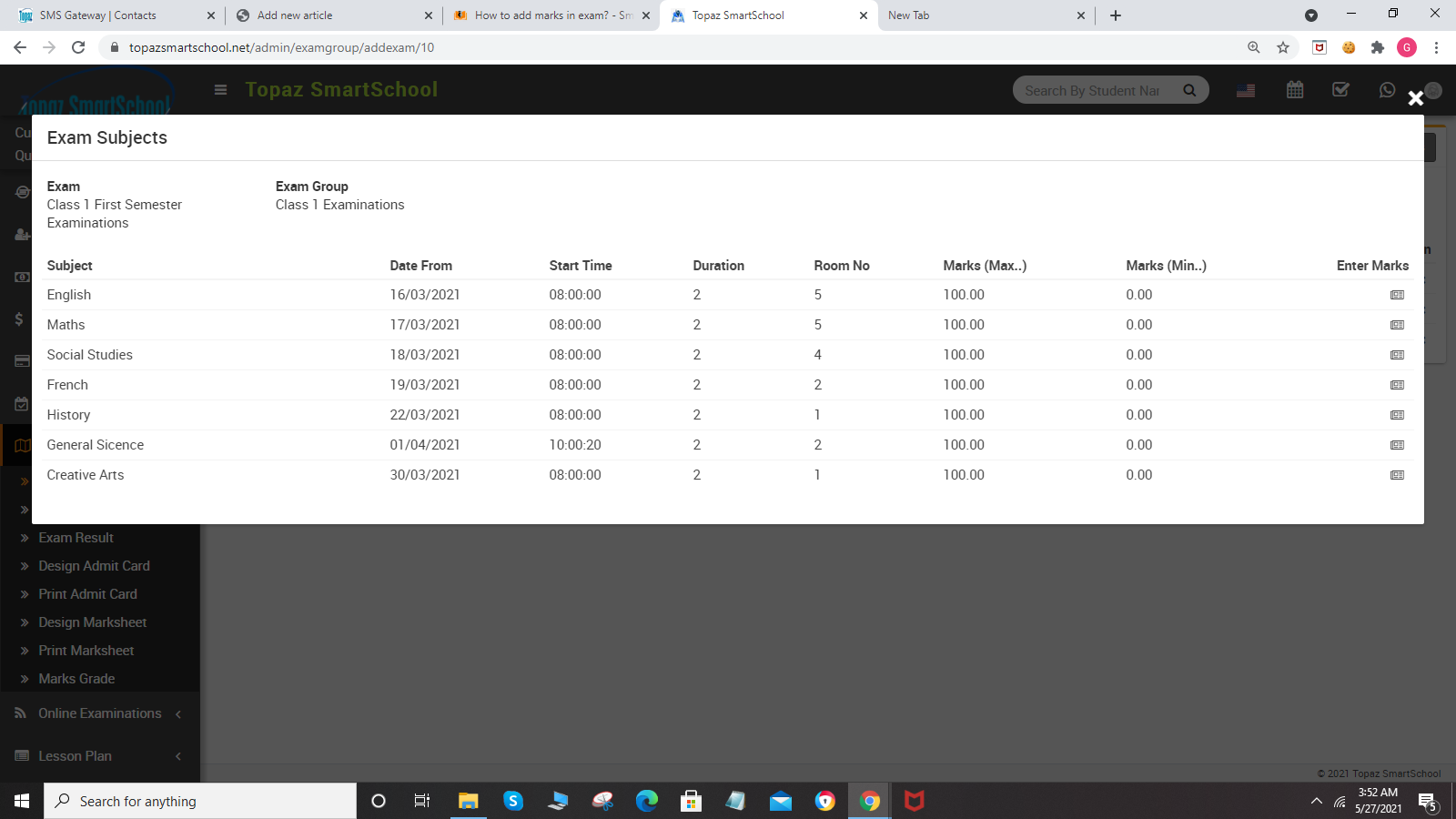 How to add marks in exam
